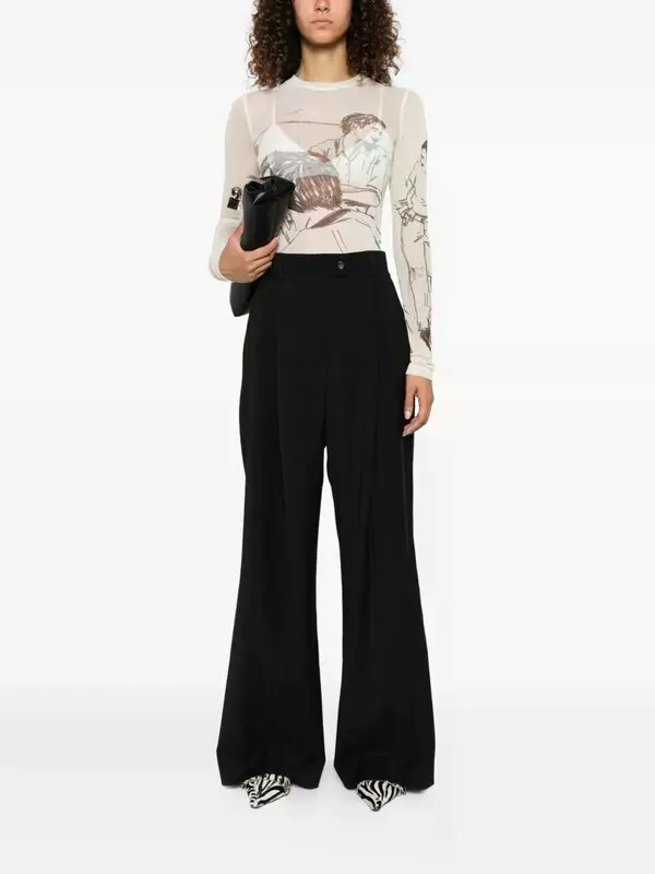 Sportmax Pleated Wide-leg Trousers - Black