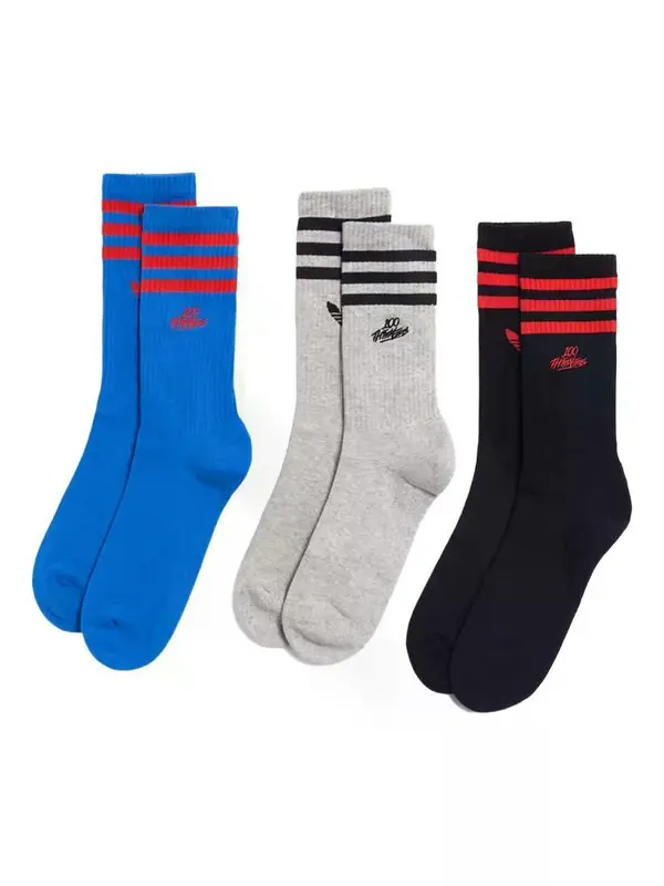 Adidas X 100 Thieves Striped Crew Socks - Black