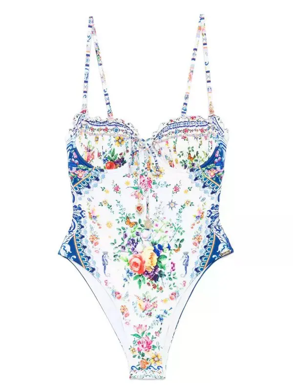Camilla Floral-print One-piece Swimsuit - White