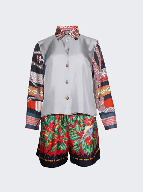 LILY EVE Silk Shirt And Shorts Set - Multi