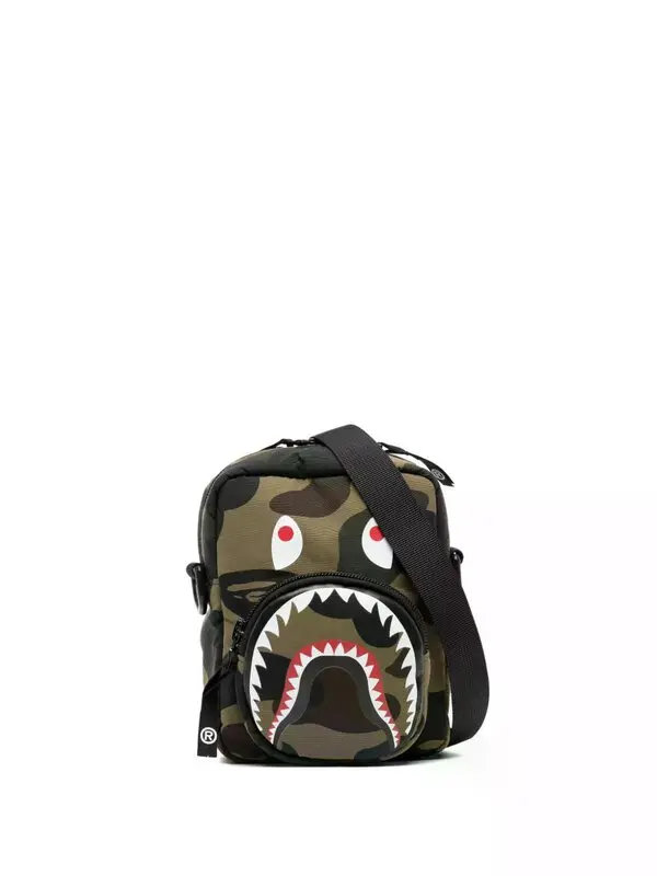 A BATHING APE 1st Camo Shark Messenger Bag - Green
