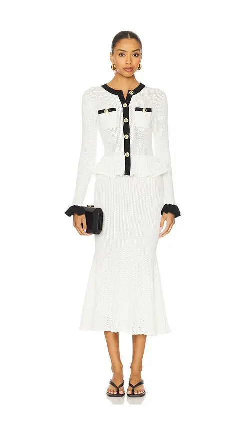 SELF-PORTRAIT Knit Contrast Midi Dress