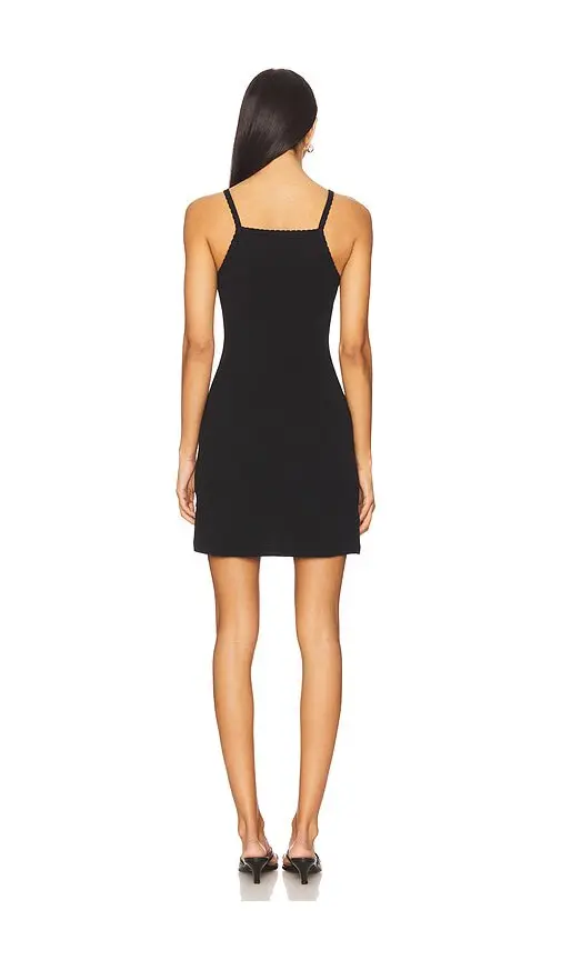 LESET Pointelle Square Neck Mini Dress