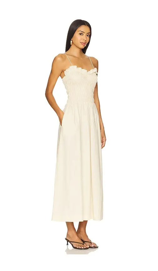 SWF Ruffled Bodice Midi Dress In Neutral