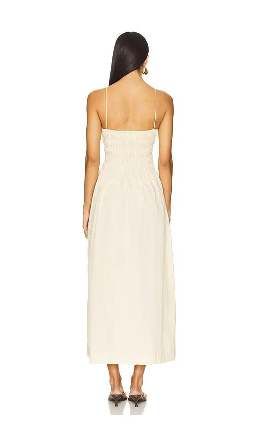 SWF Ruffled Bodice Midi Dress In Neutral