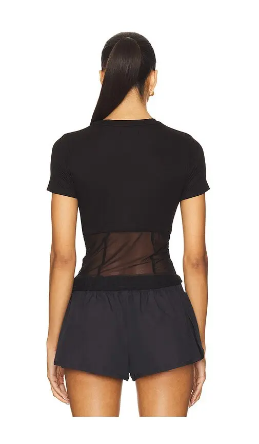 Michael Lauren Rib Mesh Corset Tee