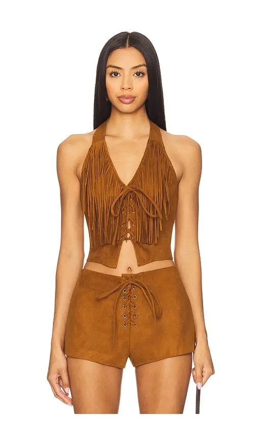 LOVERS AND FRIENDS Noella Faux Suede Top - Camel