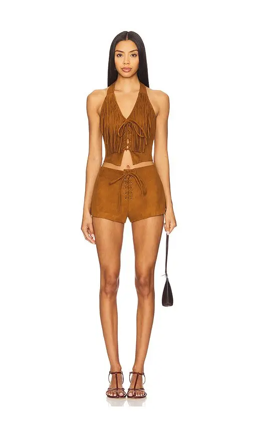 LOVERS AND FRIENDS Noella Faux Suede Halter Top
