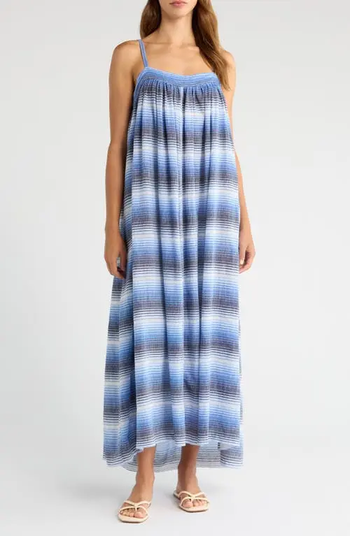 LEMLEM Eda Stripe Cotton Cover-up Sundress - Feven Blue