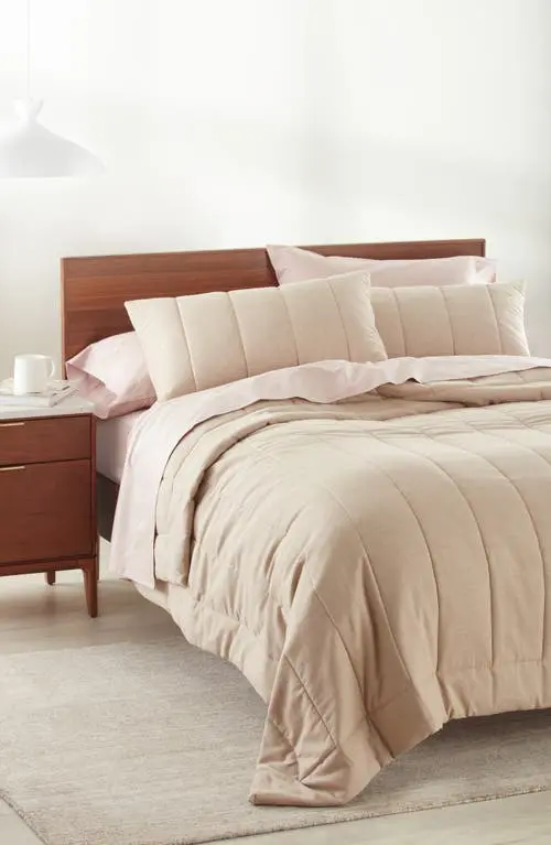 Nordstrom Organic Cotton Mélange Quilted Comforter & Shams Set - Tan Thread
