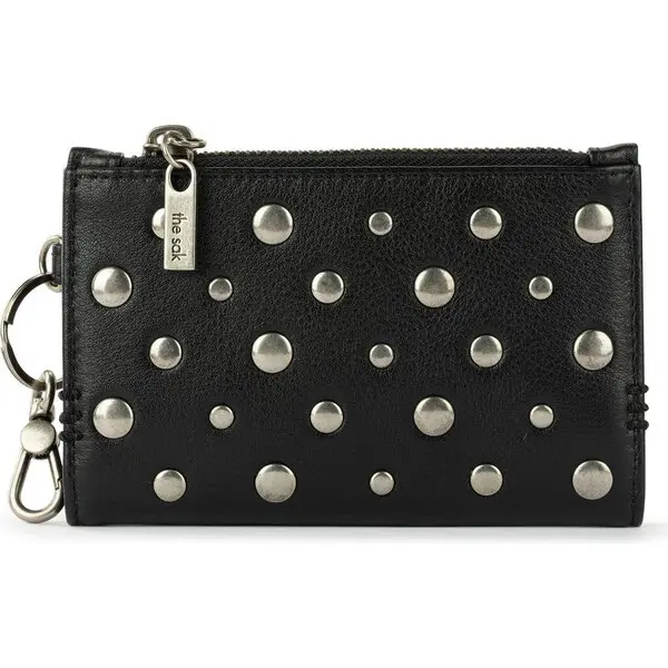 THE SAK Encino Leather Card Wallet - Black Silver Stud