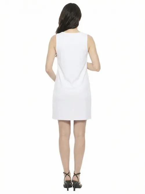 24SEVEN COMFORT APPAREL Maternity Mini Shift Dress - White
