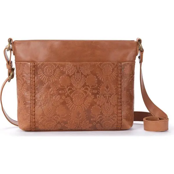 THE SAK Melrose Leather Crossbody Bag - Tobacco Floral Emboss