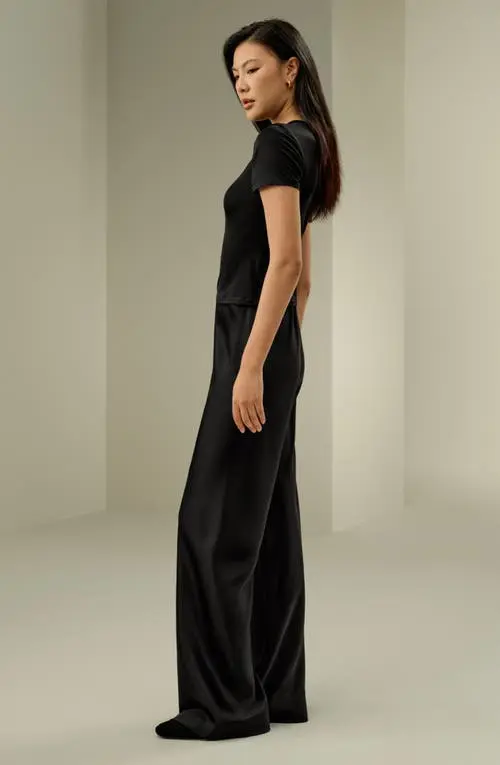 Lilysilk Silk Jersey Slim Fit Tee - Black
