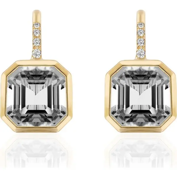 Goshwara Gossip Asscher-cut Stone & Diamond Drop Earrings - Clear