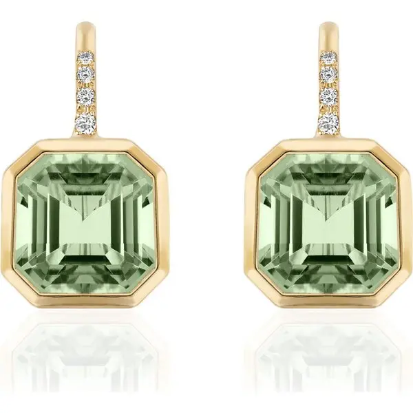 Goshwara Gossip Asscher-cut Stone & Diamond Drop Earrings - Translucent Green