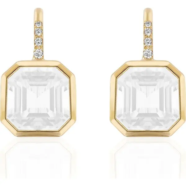 Goshwara Asscher-cut Semiprecious Stone & Diamond Drop Earrings - White