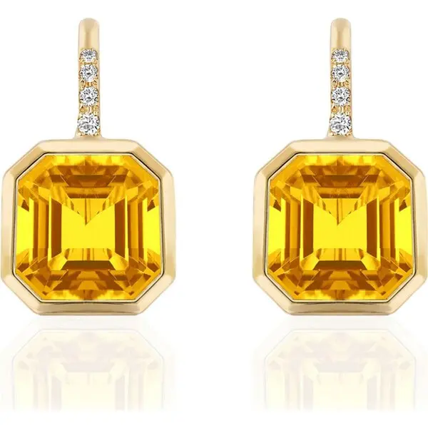 Goshwara Gossip Asscher-cut Stone & Diamond Drop Earrings - Yellow