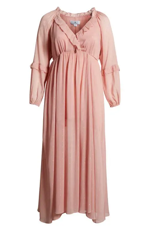 Socialite Metallic Floral Print Maxi Dress In Blush - 72% Off | Editorialist