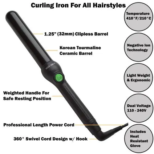JOSE EBER Clipless Curling Iron - Black