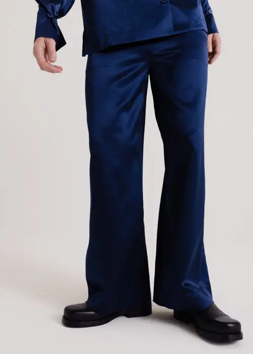 ALAS Silk Wide Leg Pants - Royal Blue