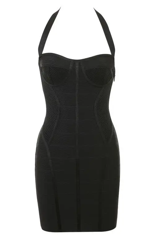 House OF CB The Sculpt Halter-Neck Bandage Mini Dress - Black