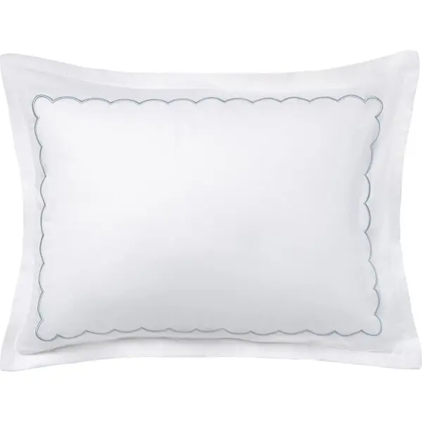 DOMANI HOME Scallop Hotel Pillow Sham - Blue Embroidery