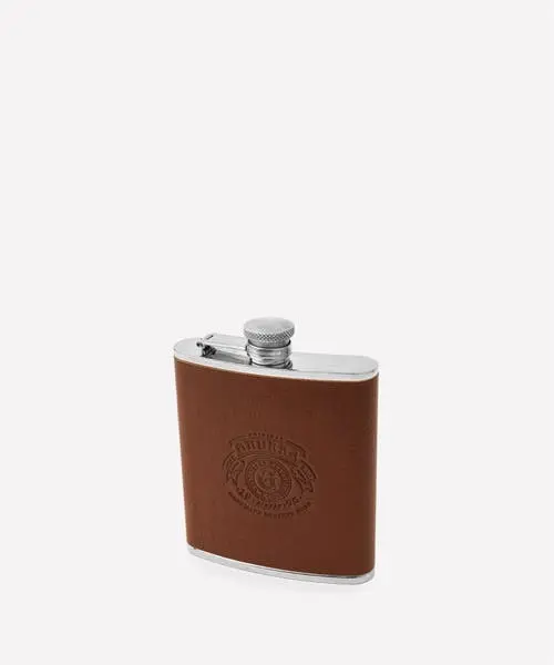 Ghurka Leather Wrapped Flask - Vintage Chestnut Leather