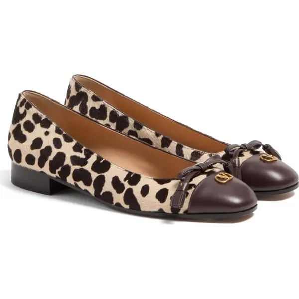 Valentino Garavani Valet Du Roi Calf Hair Ballet Flat - Natural Print Calf Hair/ Brown