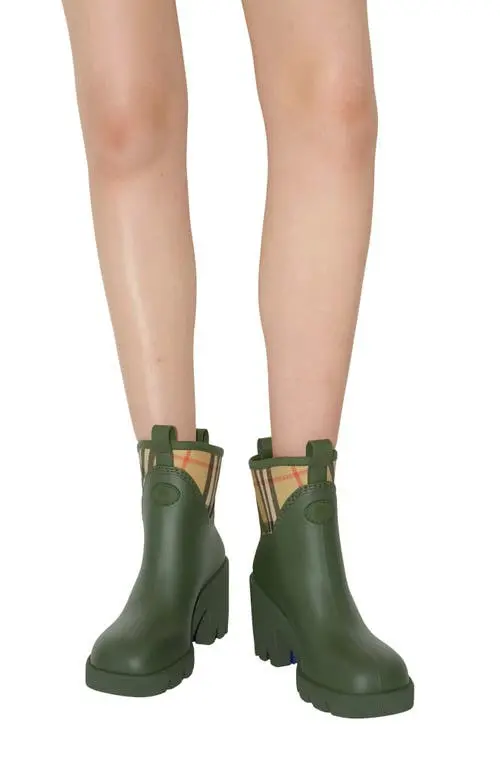 Burberry Marsh Stamp Heel Rain Boots - Loch