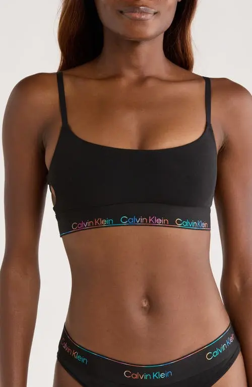 Calvin Klein Icon Pride Cotton Blend Bralette - Black