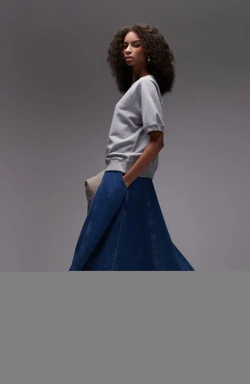 Topshop Full Denim Maxi Skirt