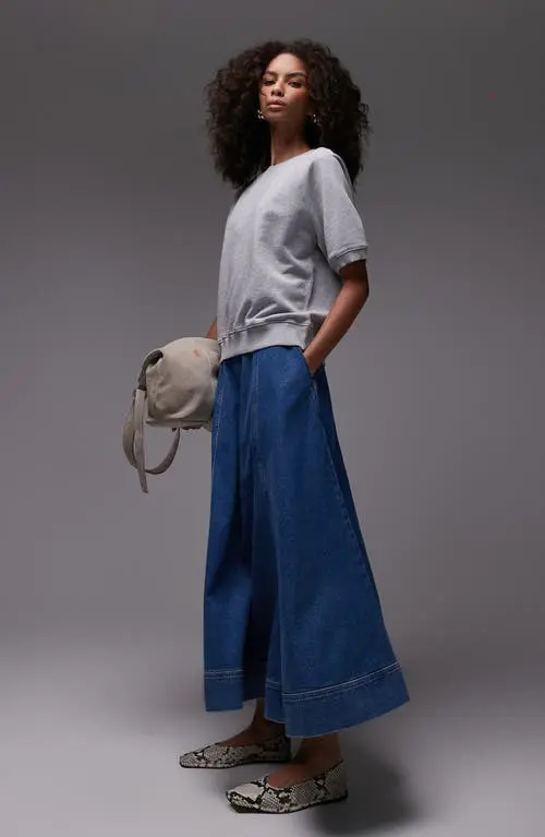 Topshop Full Denim Maxi Skirt