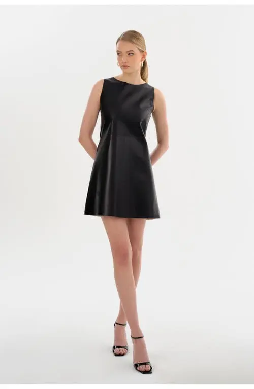 LAMARQUE Lozana Reversible Leather Mini Dress - Black/silver