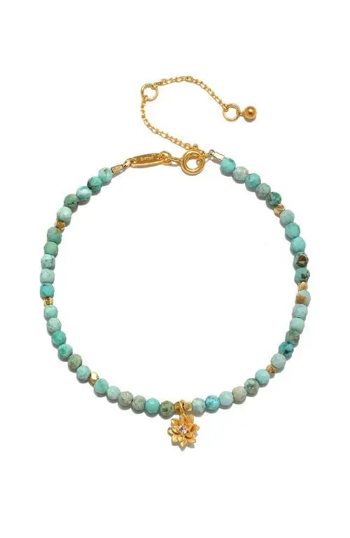 SATYA JEWELRY Turquoise Lotus December Birthstone Bracelet - Blue