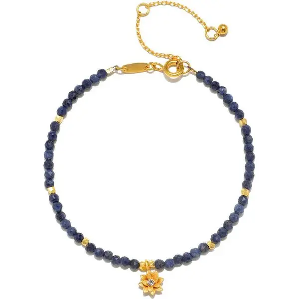 SATYA JEWELRY Sapphire Lotus September Birthstone Bracelet - Blue