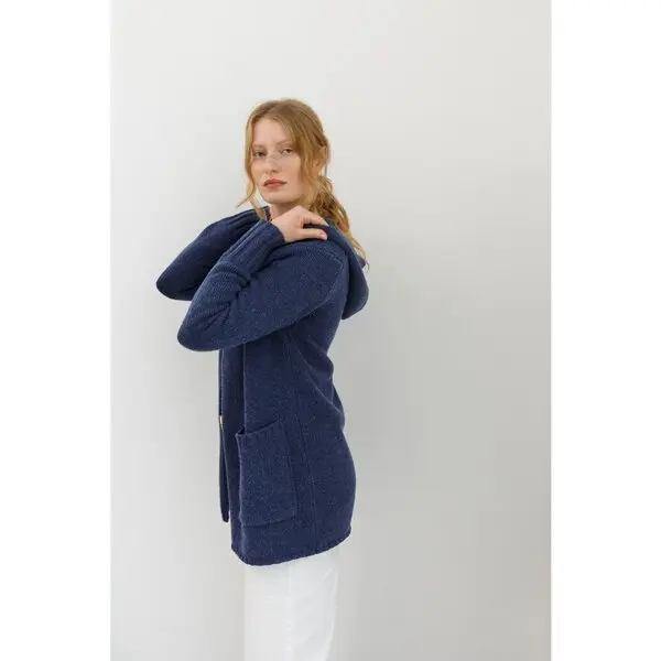 CELTIC & CO. Hooded Merino Wool Coatigan - Navy