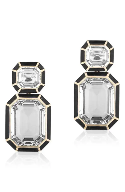 Goshwara Mélange Emerald-cut Drop Earrings - Black / Clear