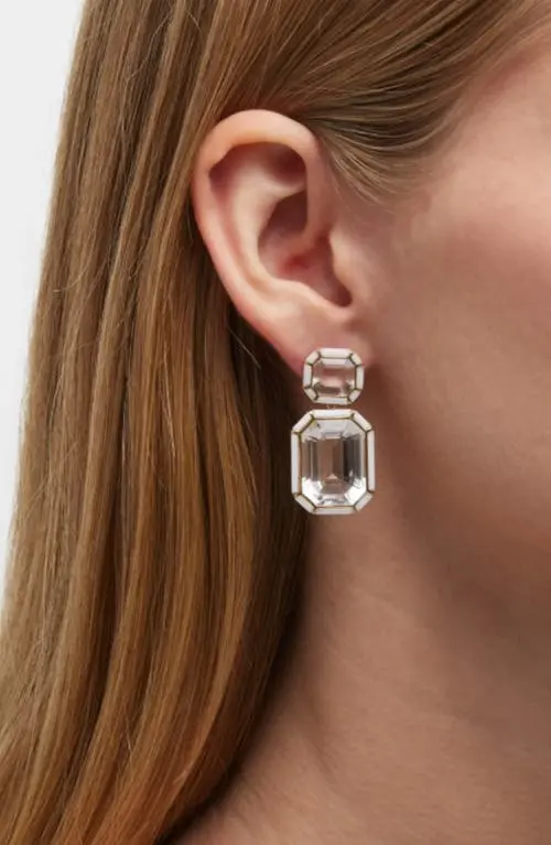 Goshwara Mélange Emerald-cut Drop Earrings - Clear