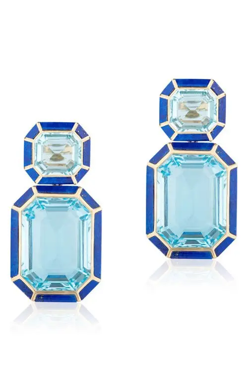Goshwara Mélange Emerald-cut Drop Earrings - Pale Blue