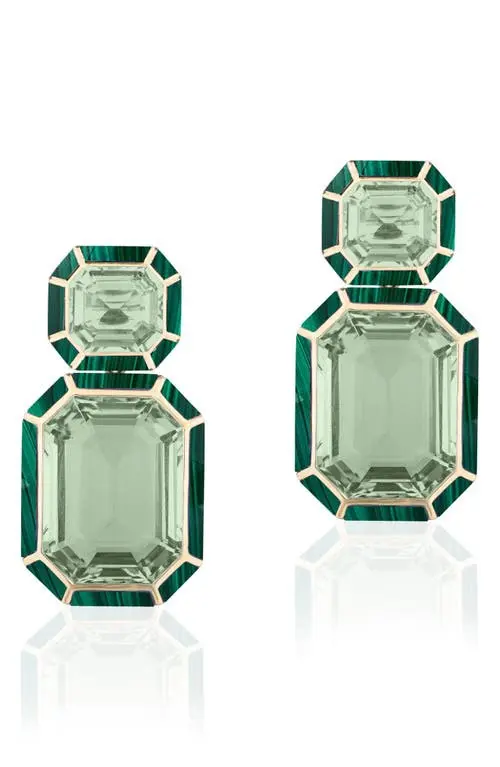 Goshwara Mélange Emerald-cut Drop Earrings - Translucent Green