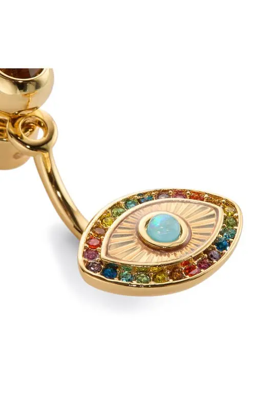 Kurt Geiger Rainbow Evil Eye Barbell Drop Earrings