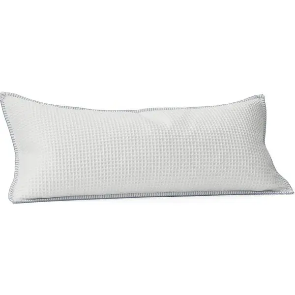 BOLL & BRANCH Blanket Stitch Organic Cotton Waffle Weave Pillow Cover - White/ Hydrangea