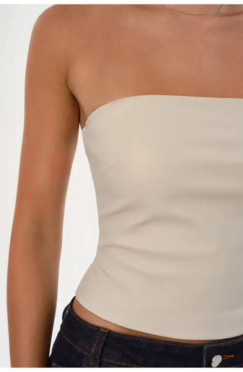 LAMARQUE Giada Faux Leather Strapless Top - Bone