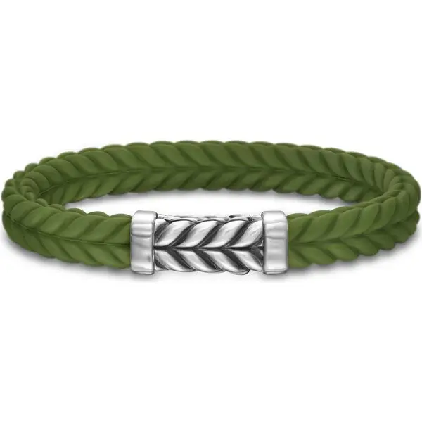 David Yurman Chevron Rubber Bracelet - Green/sterling Silver