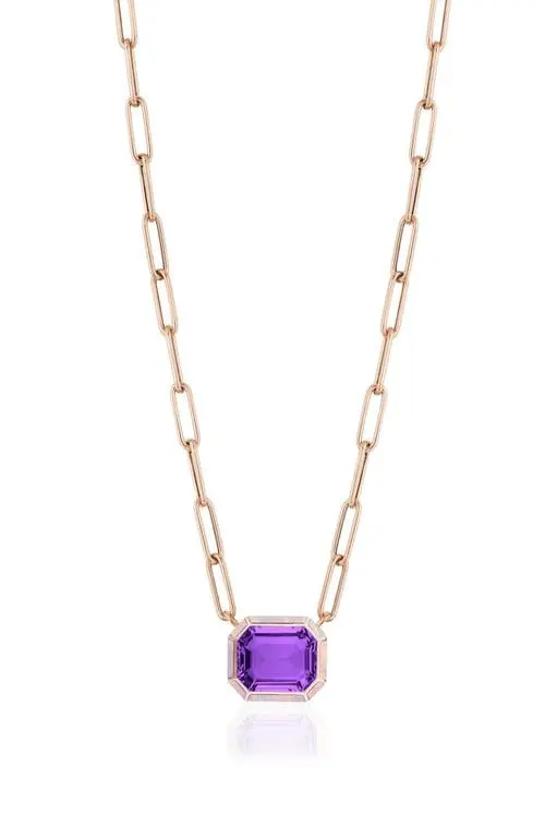 Goshwara Melange Emerald Cut Pendant Necklace - Amethyst/pink Opal