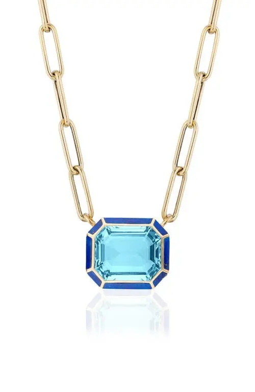 Goshwara Melange Emerald Cut Pendant Necklace - Blue Topaz/lapis