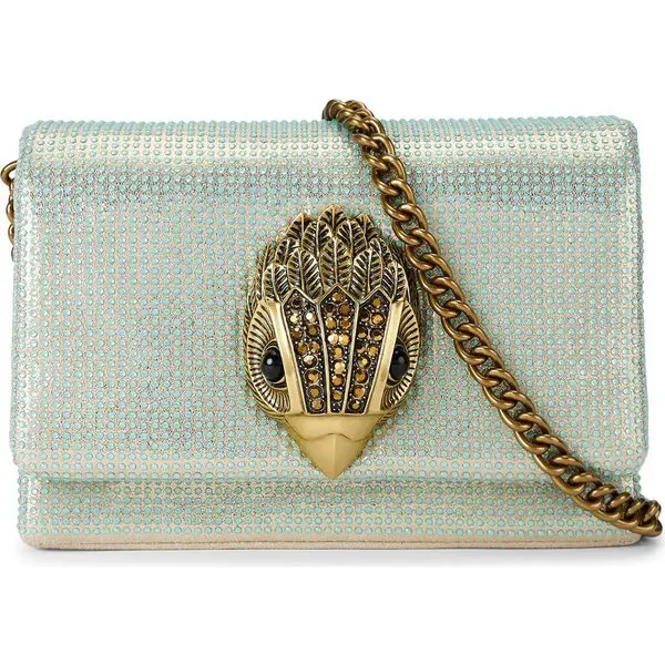 Kurt Geiger Mini Kensington Flap Crossbody Bag - Gold Combo Green