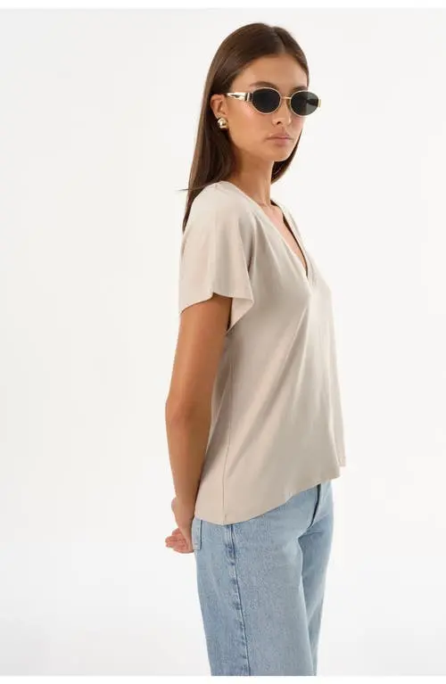 LAMARQUE Nerea Jersey V-neck Tee - Dove