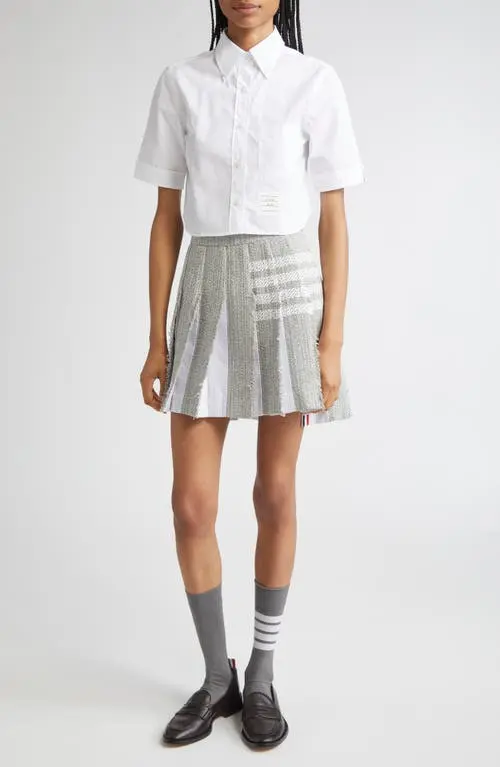 Thom Browne Classic Crop Cotton Poplin Shirt - White